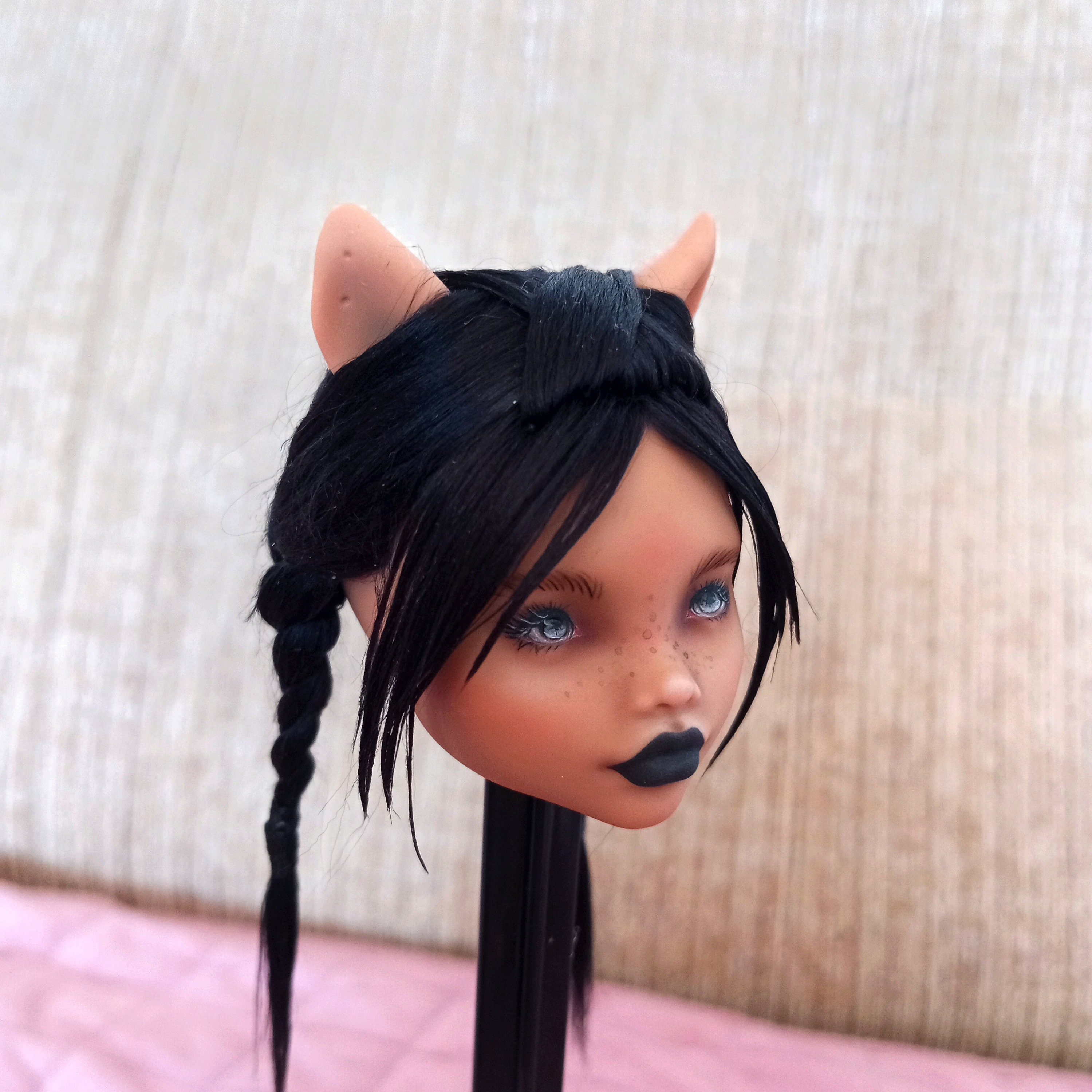 Monster High Head With Black Hair Monster High Customized Art Doll Head ...