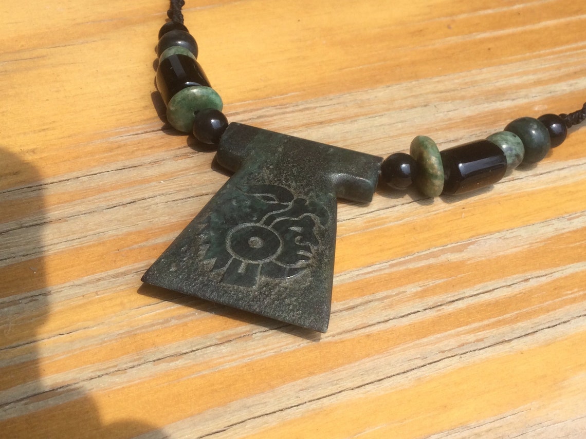 Aztec Eagle Warrior Pendant Carved in Guatemalan Jade,mayan Jade ...