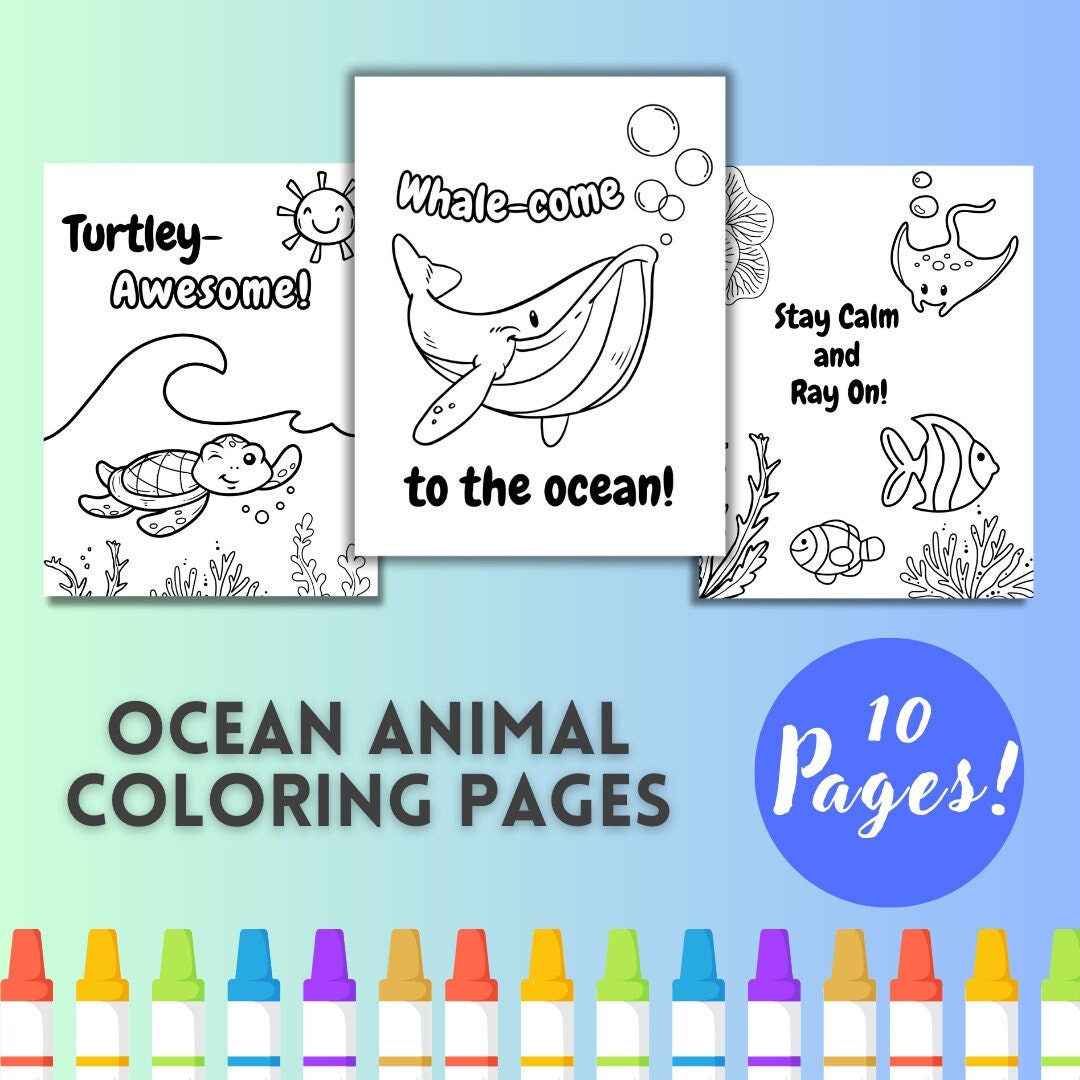 Ocean Animal Coloring Pages for Kids, Toddlers, Children, Fun Easy ...