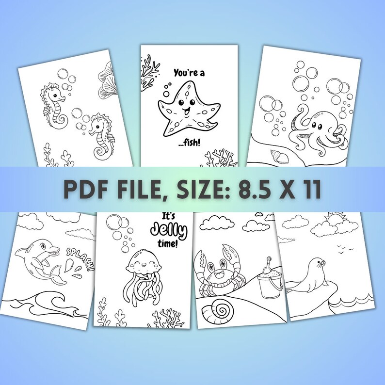 Ocean Animal Coloring Pages for Kids, Toddlers, Children, Fun Easy ...