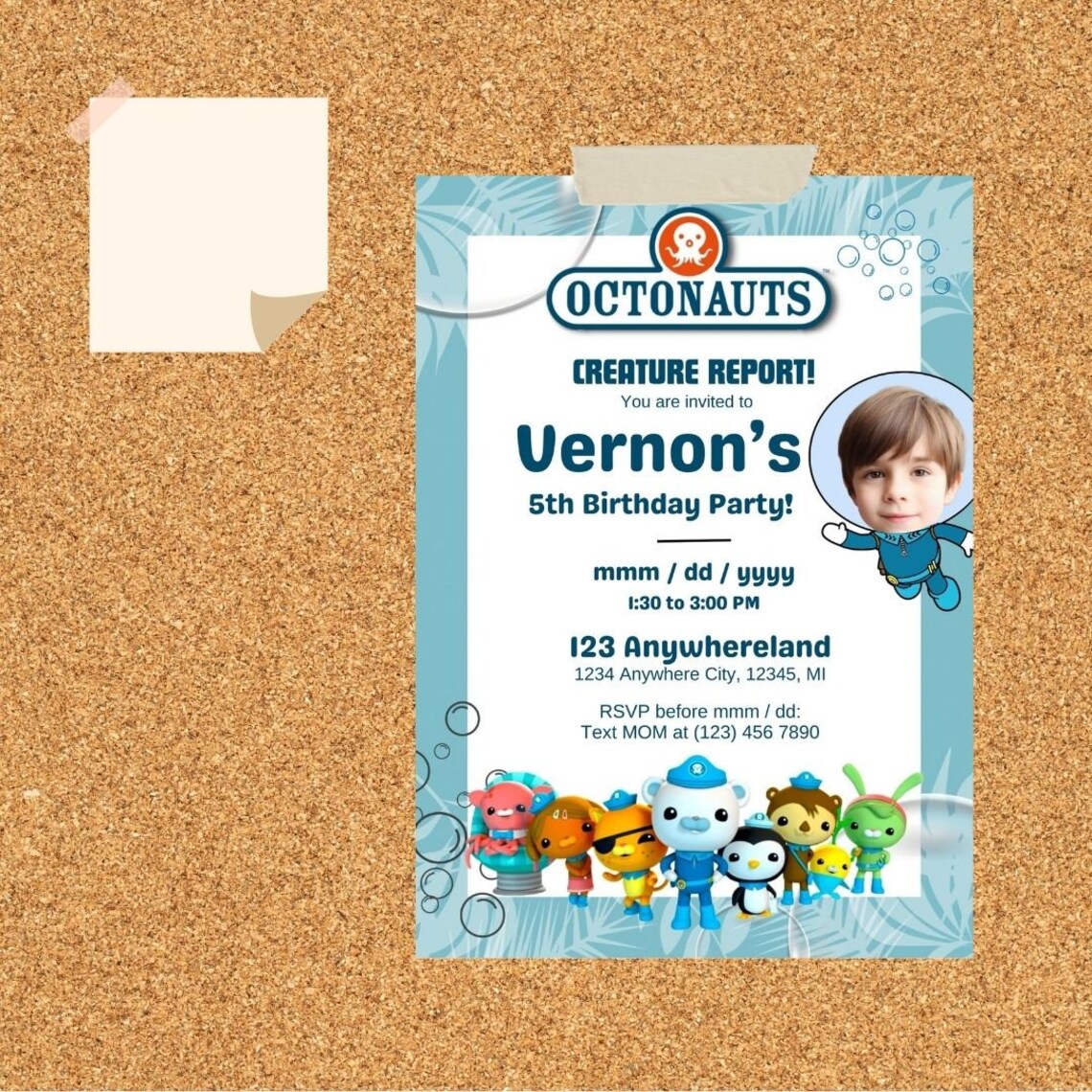 Octonauts Birthday Party Invitation Template editable - Etsy