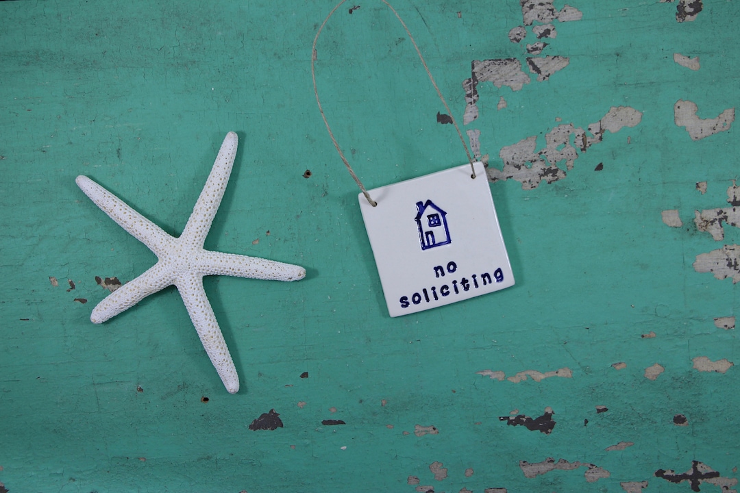 Handmade No Soliciting Sign, Front Door Sign No Soliciting, Ceramic ...