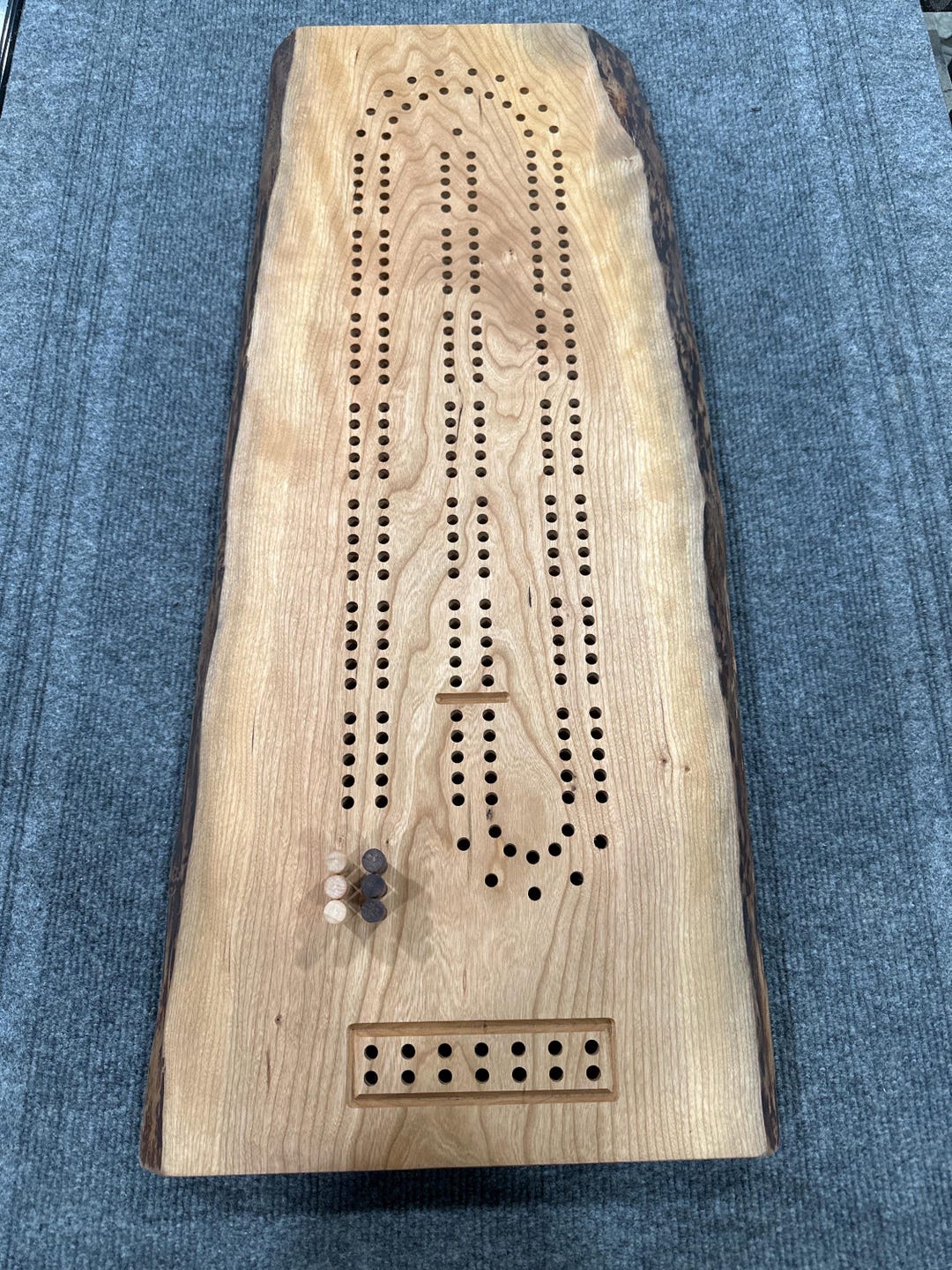 EXTRA LARGE Cherry Cribbage Board With Live Edge Real Wood Great Gift ...