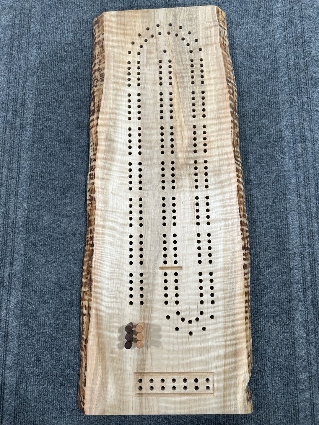 EXTRA LARGE Curly Maple Cribbage Board With Live Edge - Real Wood ...