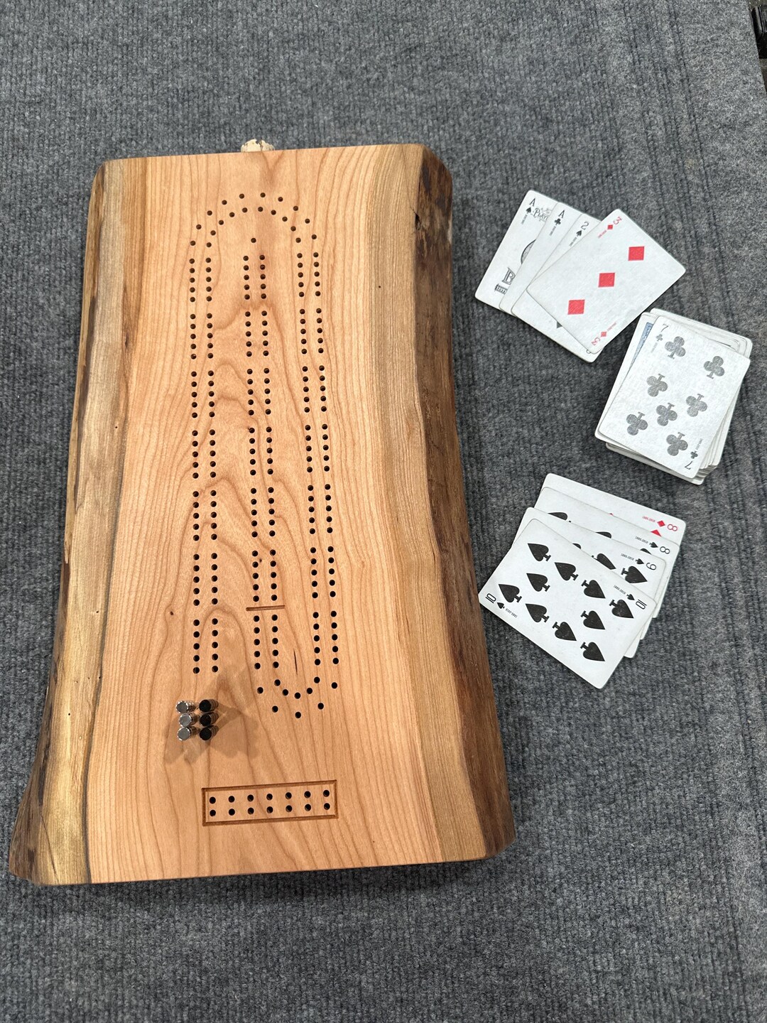 2 Player Ristic Cherry Cribbage Board With Live Edge and Peg Storage - Etsy