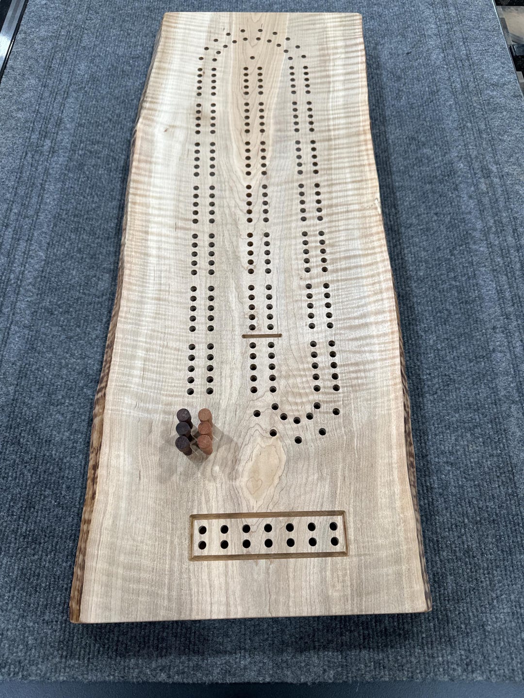 EXTRA LARGE Curly Maple Cribbage Board With Live Edge Real Wood Great ...