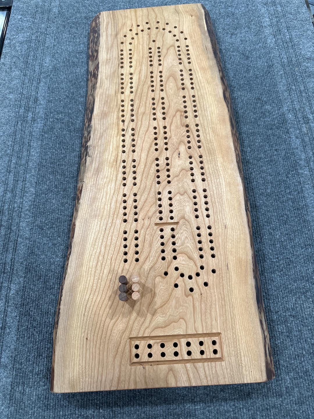 EXTRA LARGE Cherry Cribbage Board With Live Edge - Real Wood - Great ...