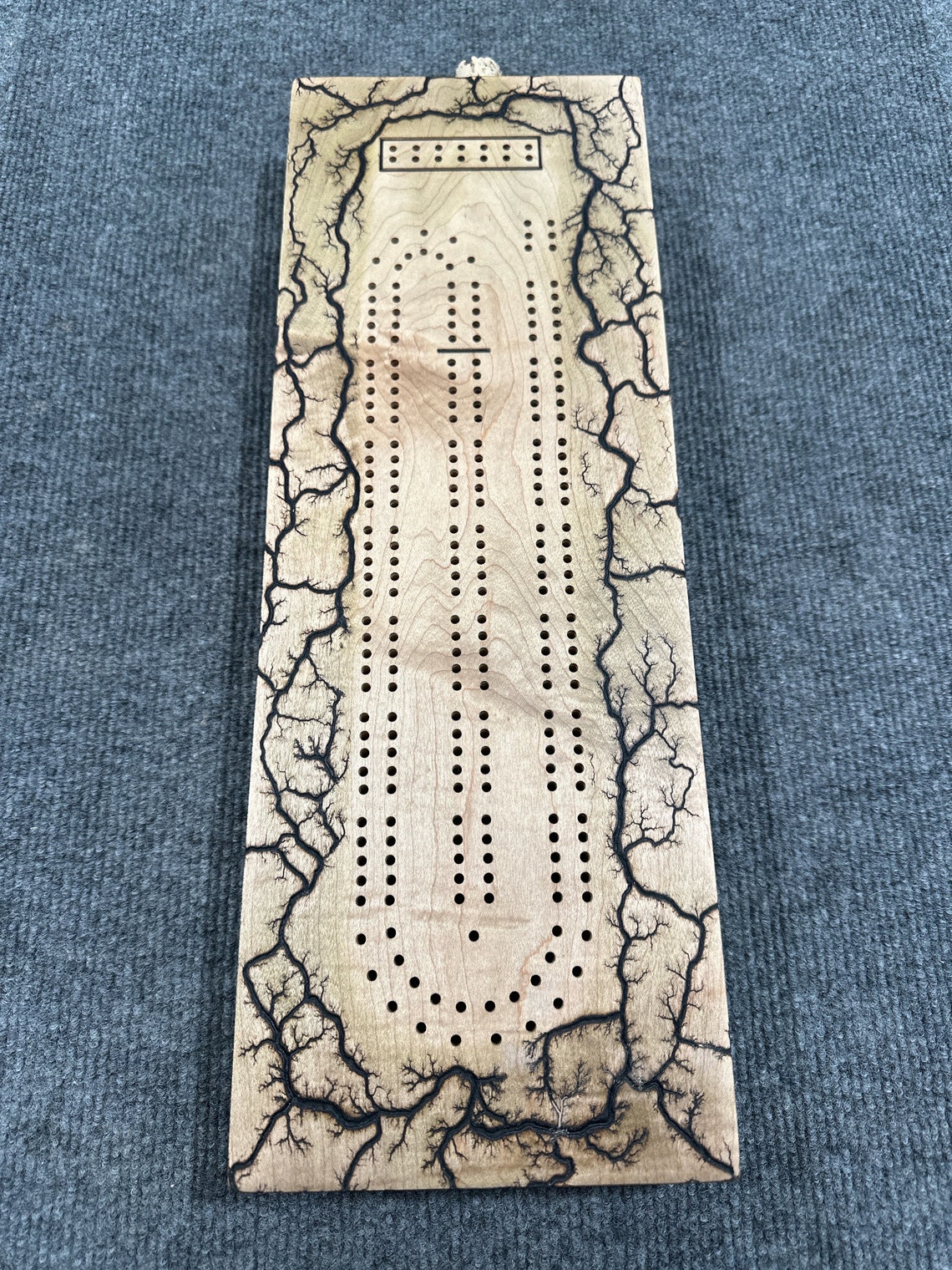 2 Player Maple Cribbage Board Fractal Burn With Peg Storage B - Etsy