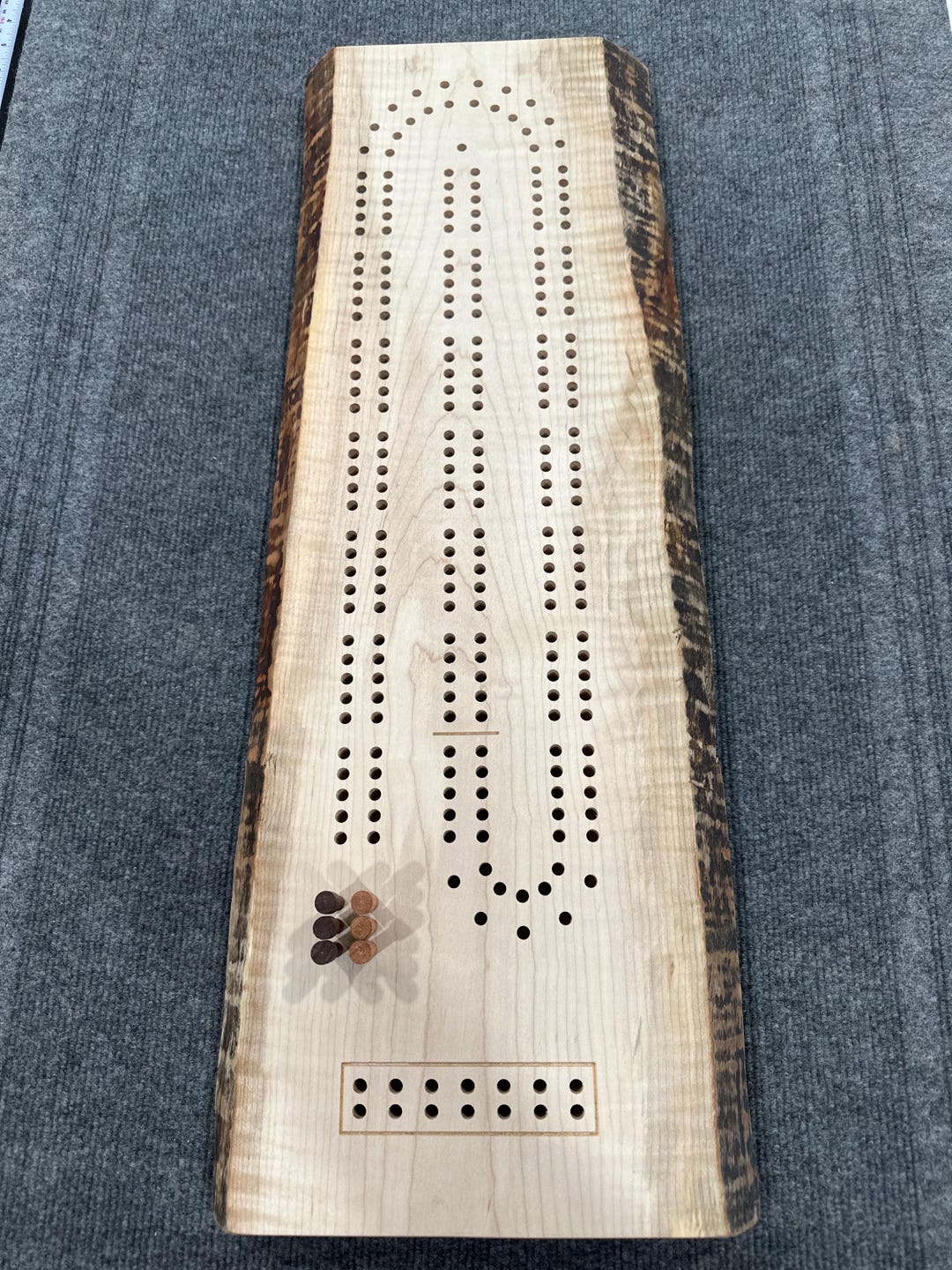 EXTRA LARGE Curly Maple Cribbage Board With Live Edge - Real Wood ...