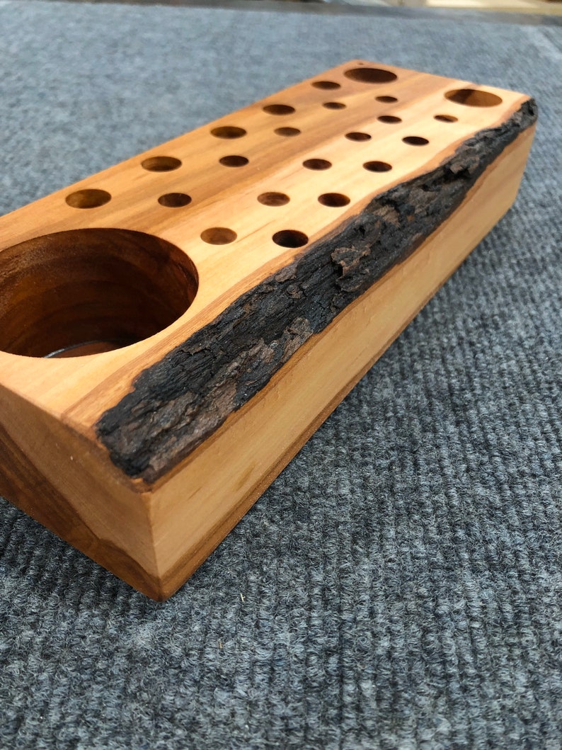 Handcrafted Apple Wood Desk Caddy: Organizer, Pen Holder - Etsy