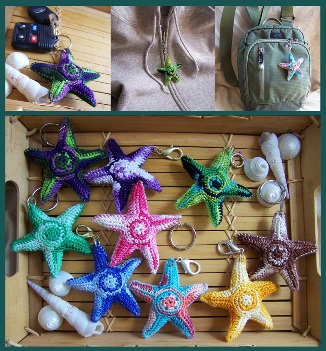 Southwest Starfish Crochet Keychain - Etsy