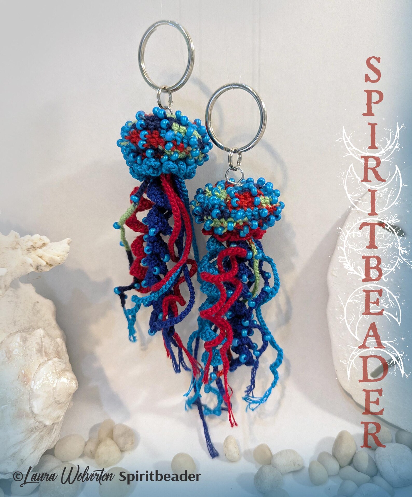 Superhero Plush Beaded Jellyfish Keychains Blue Navy Red Set of 2 ...