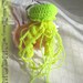 Neon Fluorescent Yellow Crochet Beach Jellyfish Keychain Silver Split ...