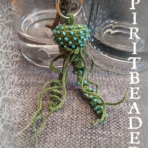 Green Kelp Seaweed Beaded Jellyfish - SET of 2 -crochet Keychain Zipper ...