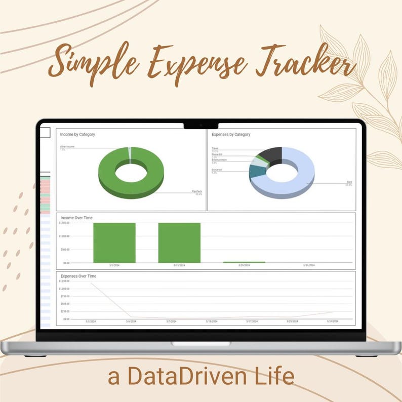 Simple Expense Tracker | Google Sheets, Transaction Log (instant ...
