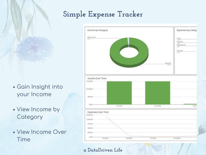 Simple Income & Expense Tracker Google Sheets Monthly Budget ...