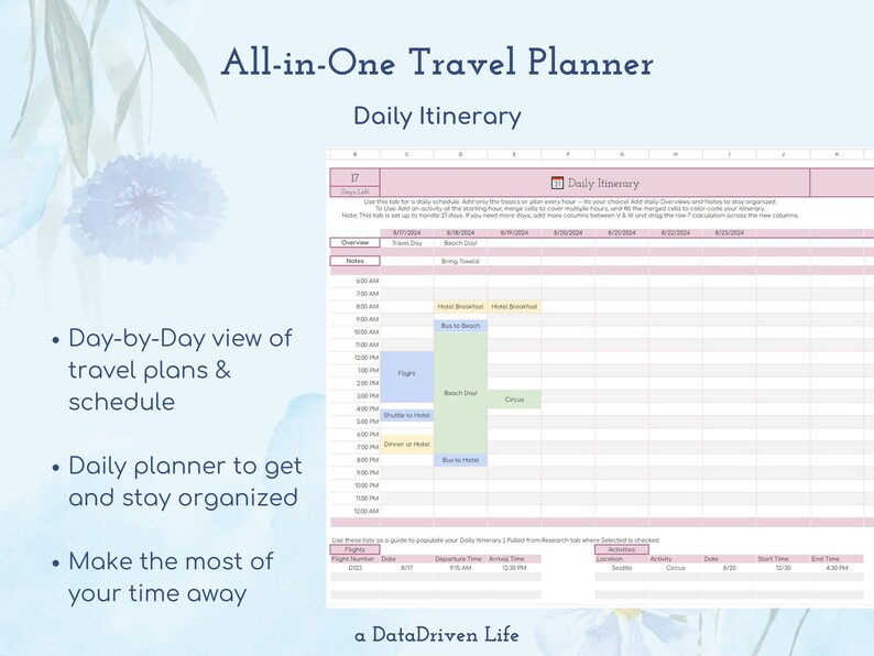 All-in-one Travel Planner | 9 Tabs | Travel Journal | Expense Tracker ...