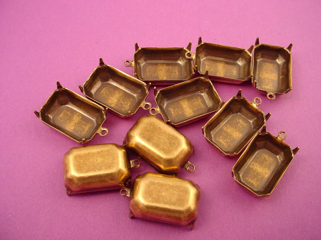 12 Brass Ox Octagon Prong Setting 16x11 1 Ring Closed Back - Etsy