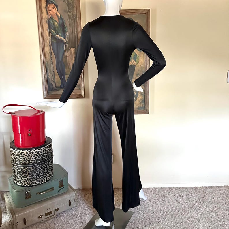Vintage 70s Disco Wet Look Cut-out Jumpsuit Soul Train Bell Bottoms S ...
