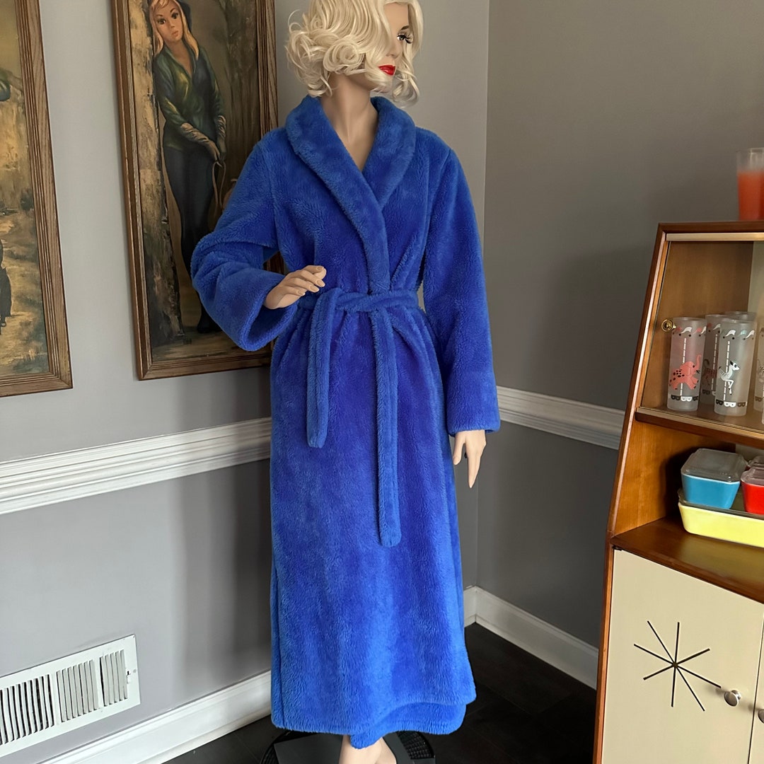 Yummy 70s Vintage Cookie Monster Blue Plush Faux Fur Bath Robe M - Etsy