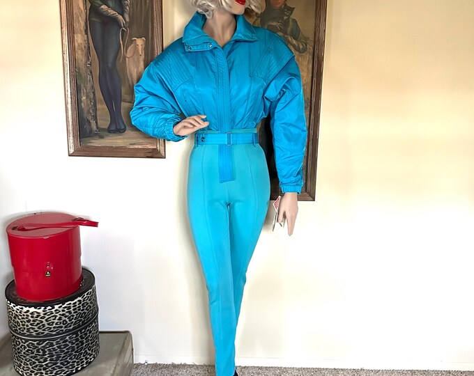 Vintage 1980s Snow Bunny One Piece Ski Suit Turquoise Jumpsuit Nils ...