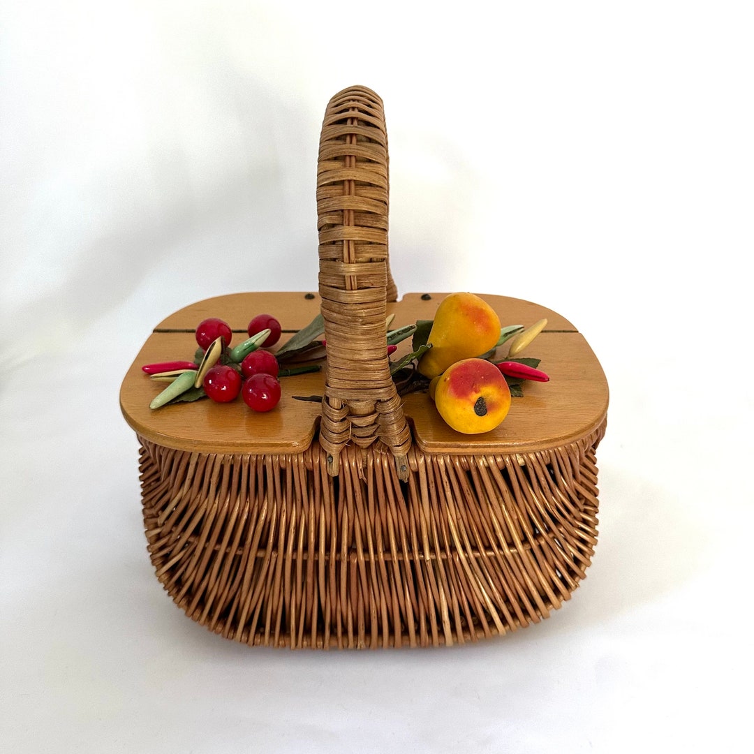 Vintage 1950s Basket Purse With Fruits Rockabilly Pin-up - Etsy