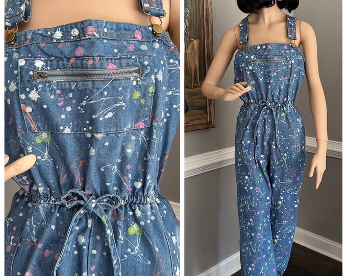 Vintage 80s/90s Paint Splatter Denim Jumpsuit Overalls L/XL - Etsy