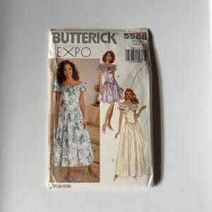 Vintage 90s Cottagecore Princess Ruffled off Shoulder Dress Butterick ...
