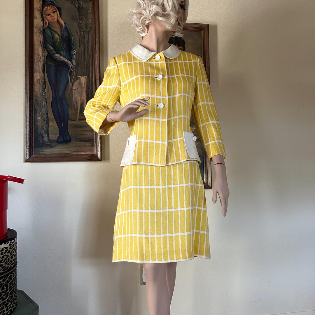 Vintage 60s Mod Colorblock British Invasion Barbarella Skirt Suit M - Etsy
