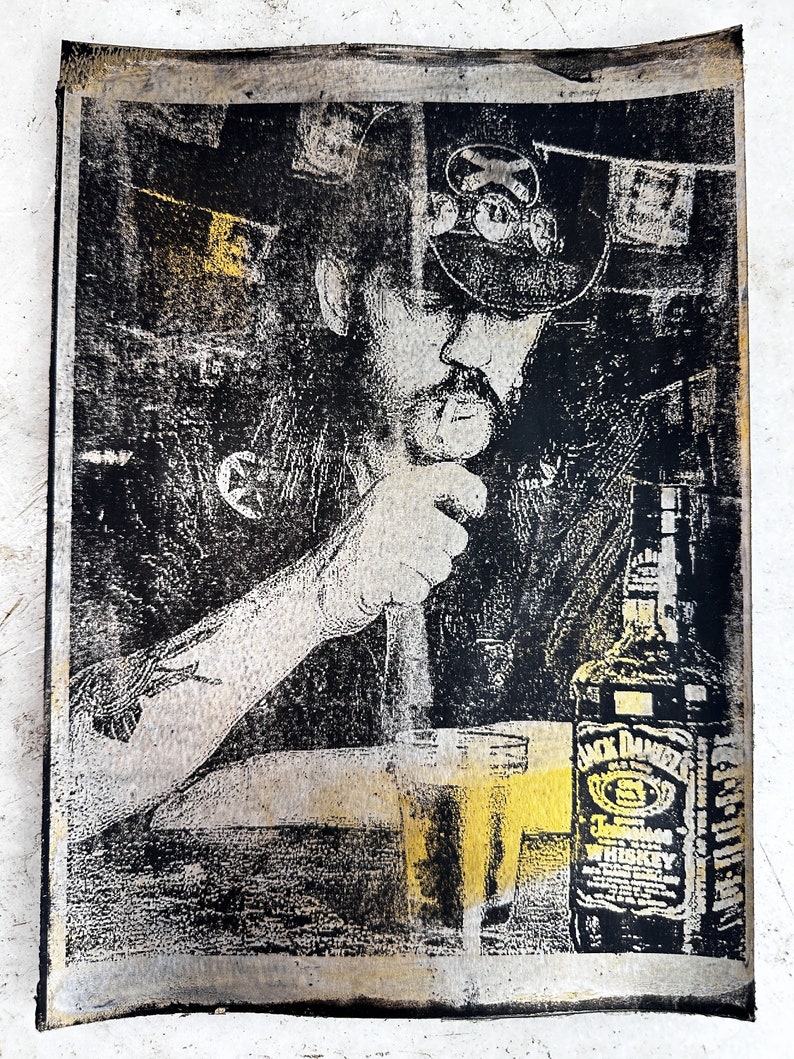 1/1 Handmade Lemmy Motorhead Acrylic Gel Print A4 Rock Art, Punk Art ...