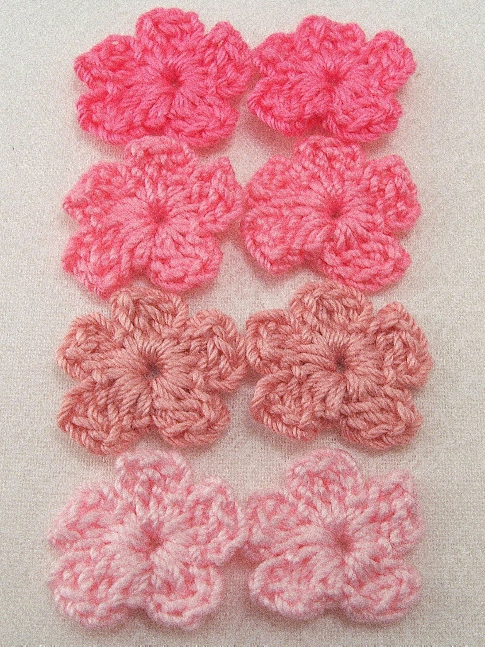 Crochet Pink Flower Appliques - Etsy