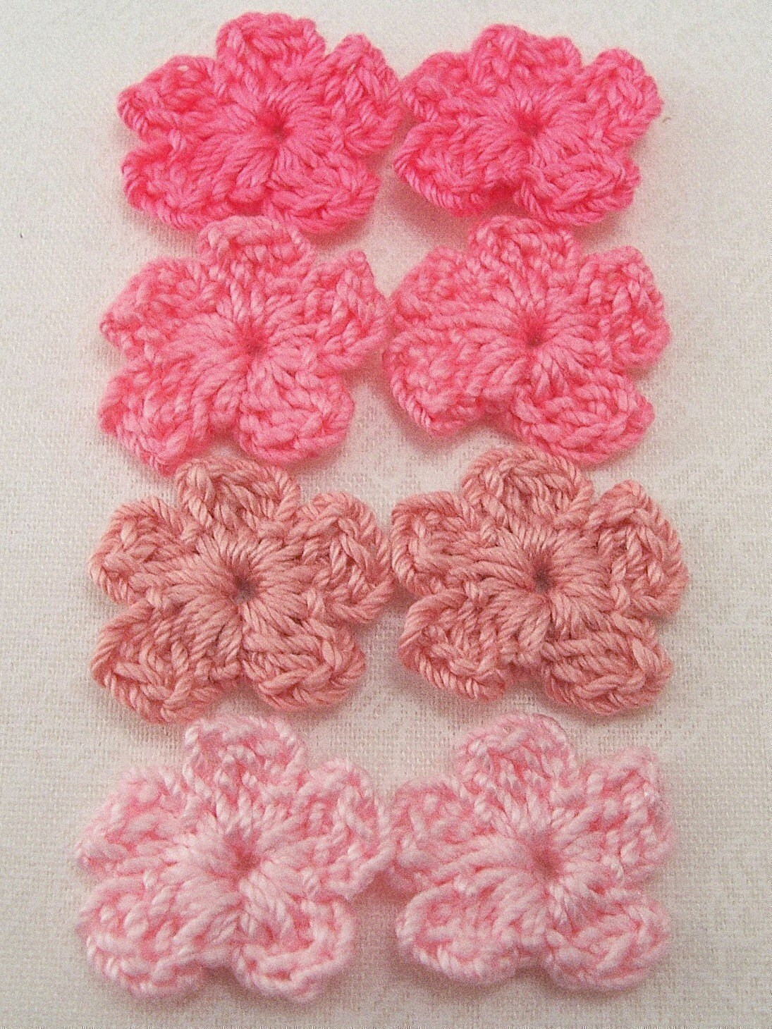 Crochet Pink Flower Appliques | Etsy