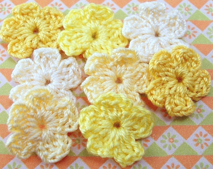 Crochet Yellow Flower Appliques Set of 8 - Etsy
