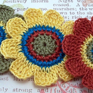 Crocheted 9 Petal Flower Appliques - Etsy
