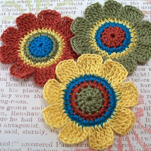Crocheted 9 Petal Flower Appliques - Etsy
