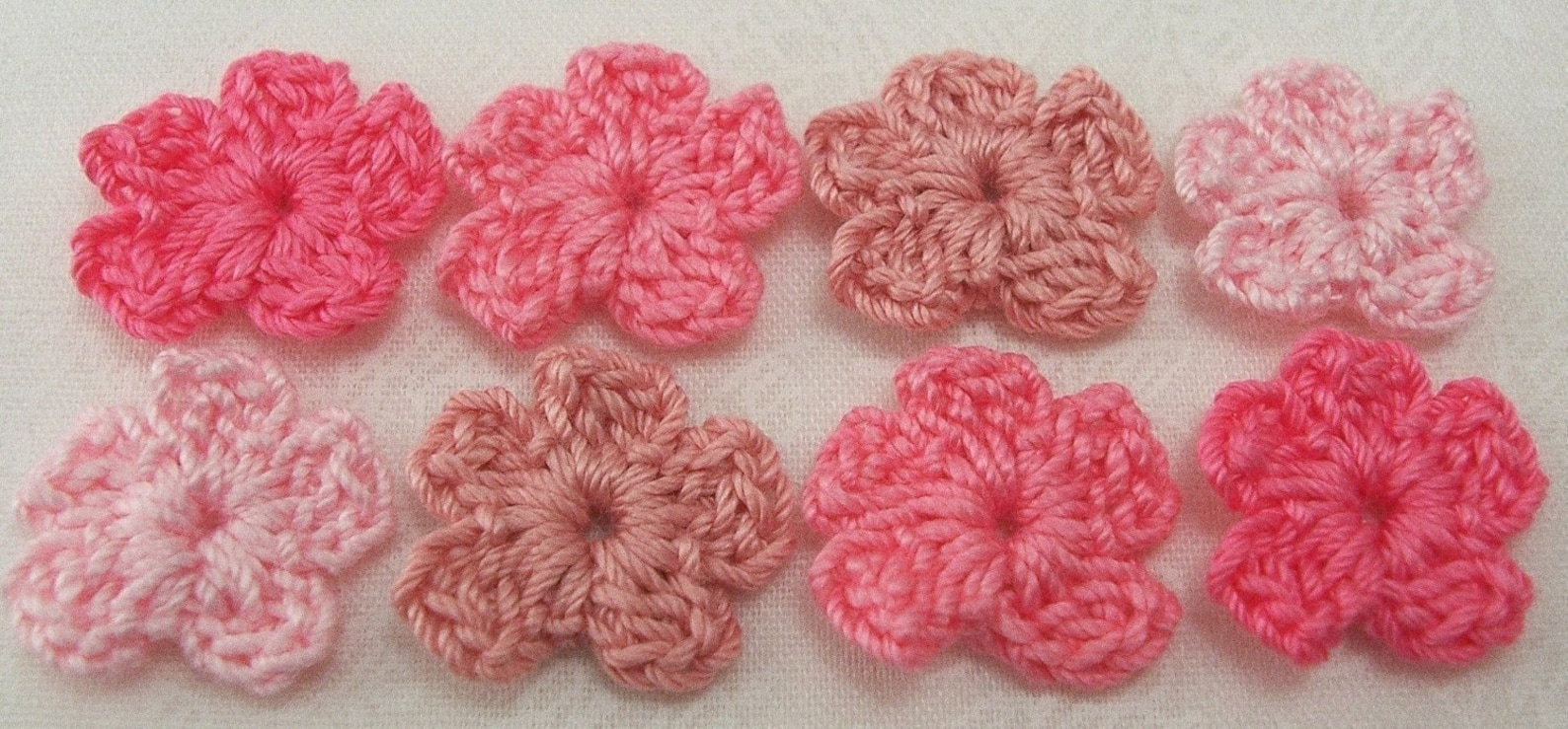 Crochet Pink Flower Appliques - Etsy