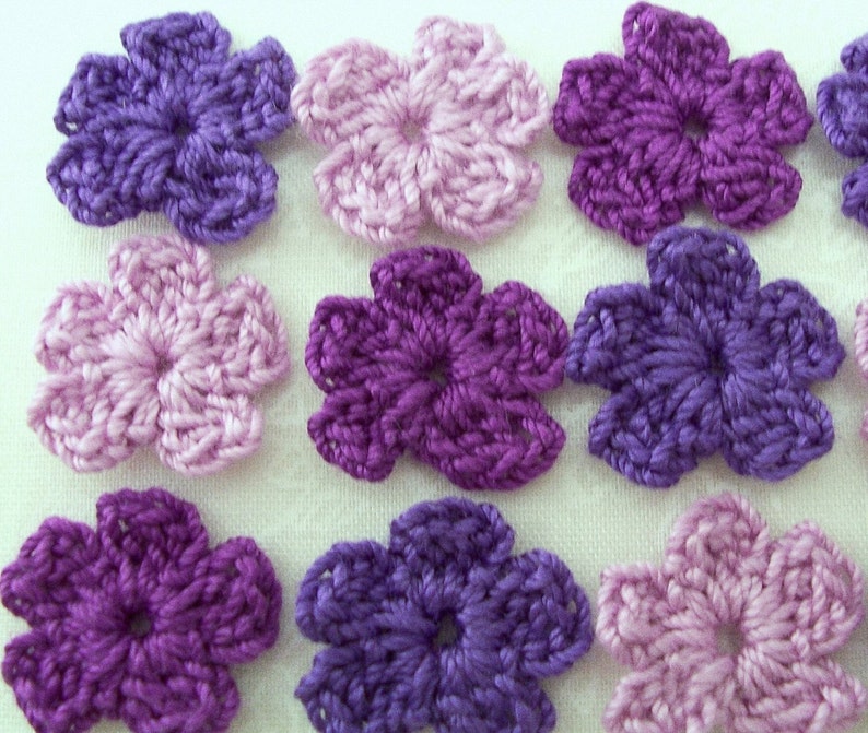 Crochet Purple Flower Appliques - Etsy
