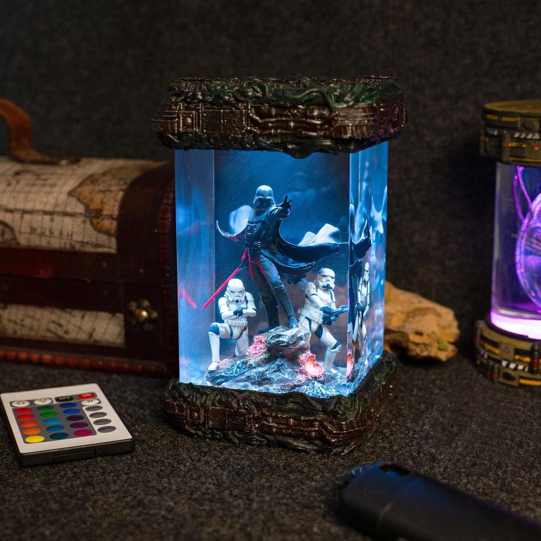 Dar.th Va/d.er Anakin Skywalker Stormtrooper Custom Resin Lamp, Resin Creations Art, Nigh Light ...