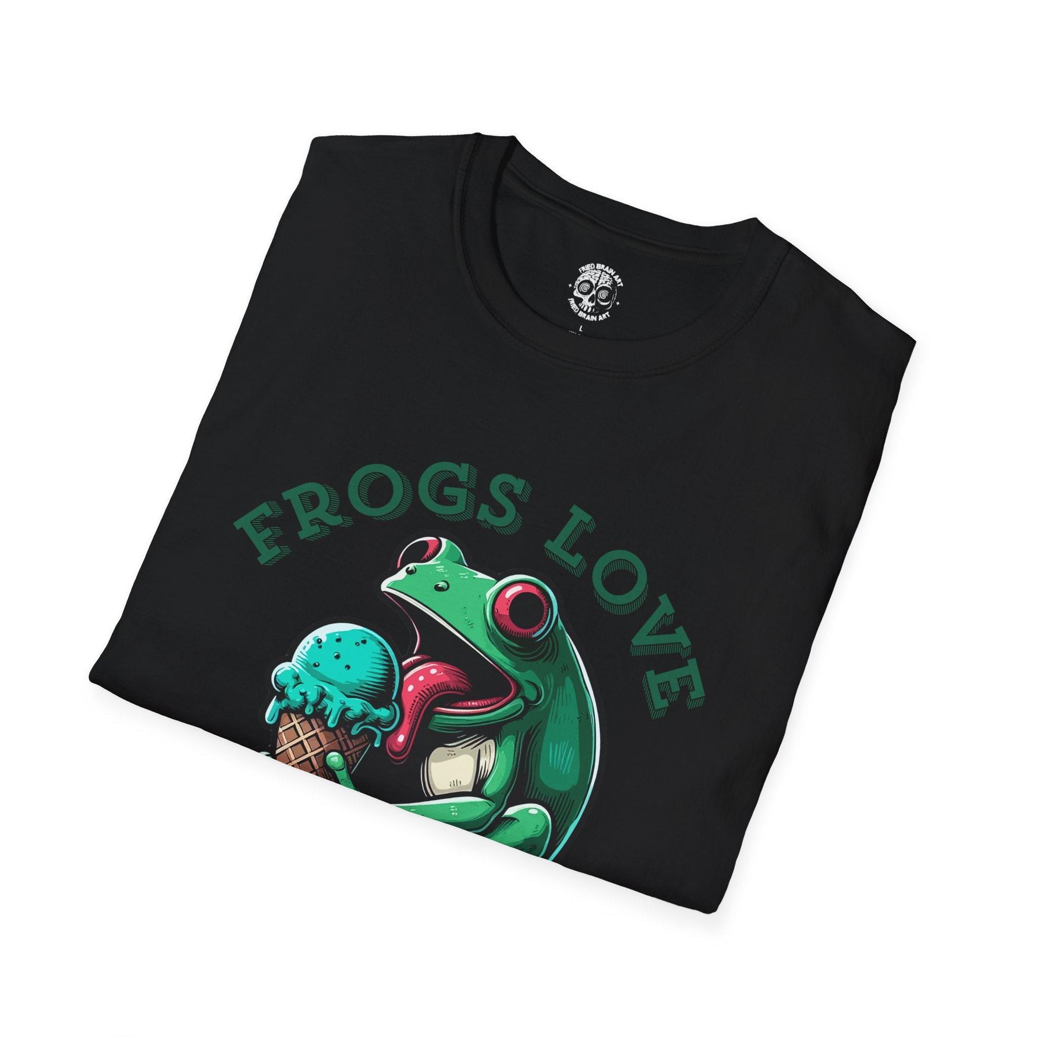 Frog T-shirt, Frog Eating Ice Cream T-shirt, Funny Frog T-shirt, Green ...