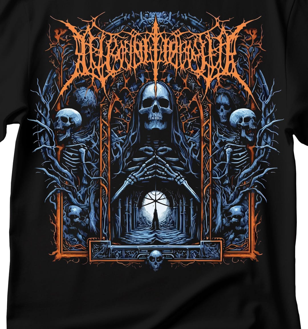 Dark Skull T-shirt in Blue Tones, Gothic T-shirt, Dark Art T-shirt ...