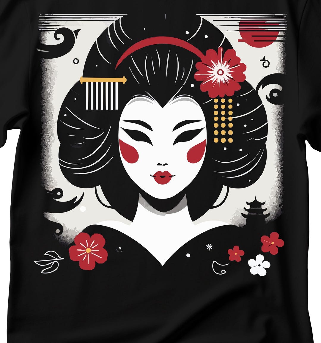 Japanese Geisha T-shirt: Anime Girl Art, Soft Cotton Tee - Etsy