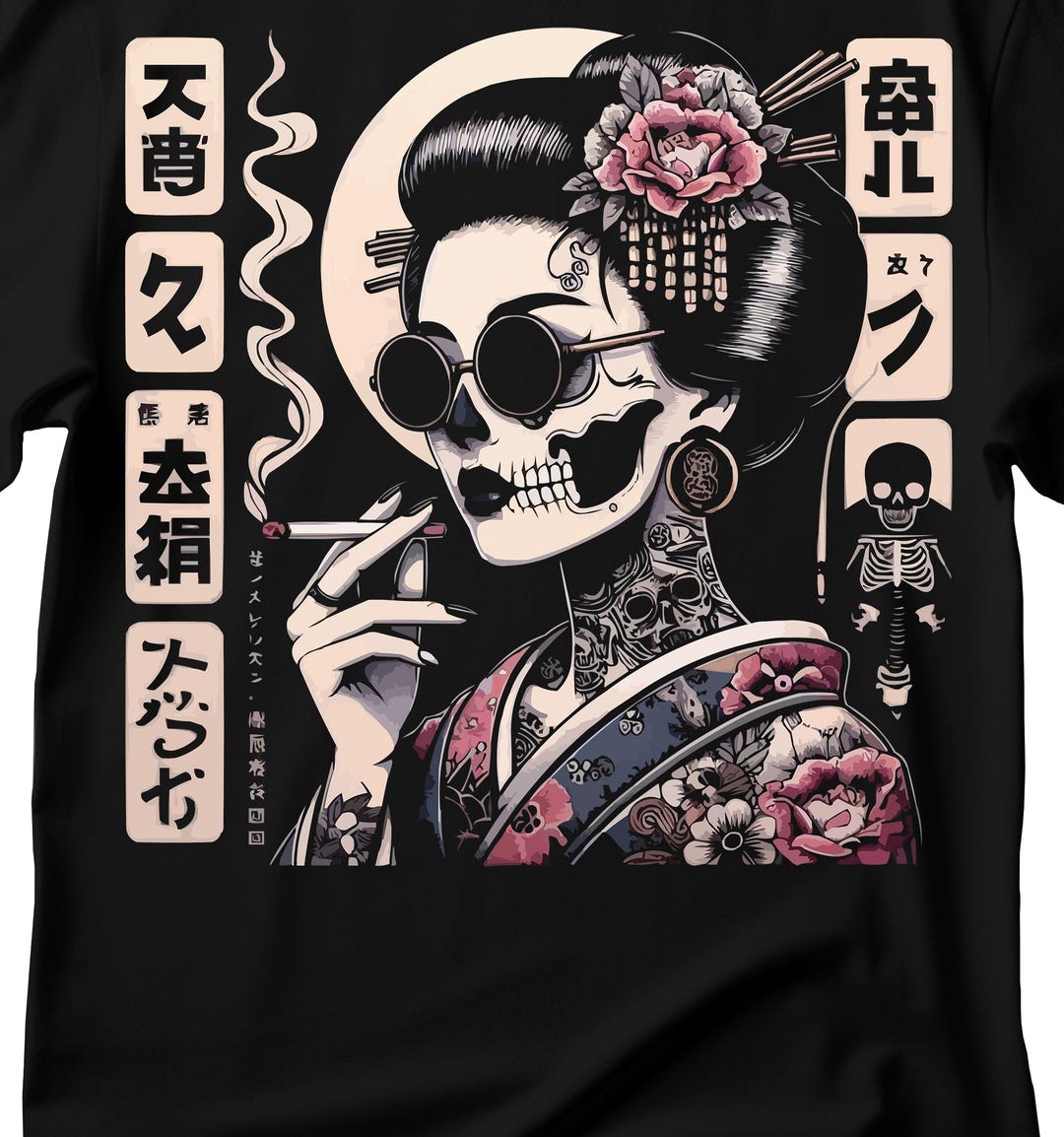 Japanese Geisha T-shirt, Anime Girl Tee, Gothic Art - Etsy
