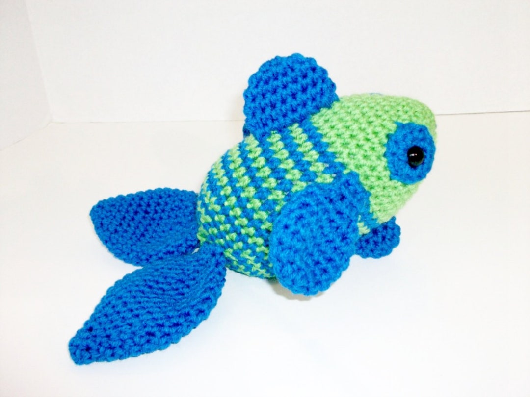 Tropical Fish Plush Toy, Blue-green Toy Stuffed Fish, Handmade ...
