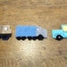 Trio of Trucks Magnets. Pickup Truck, Dump Truck, Semi Tractor-trailer ...