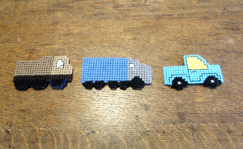Trio of Trucks Magnets. Pickup Truck, Dump Truck, Semi Tractor-trailer ...