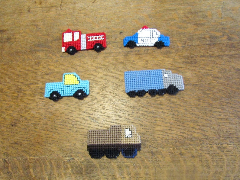 Trio of Trucks Magnets. Pickup Truck, Dump Truck, Semi Tractor-trailer ...
