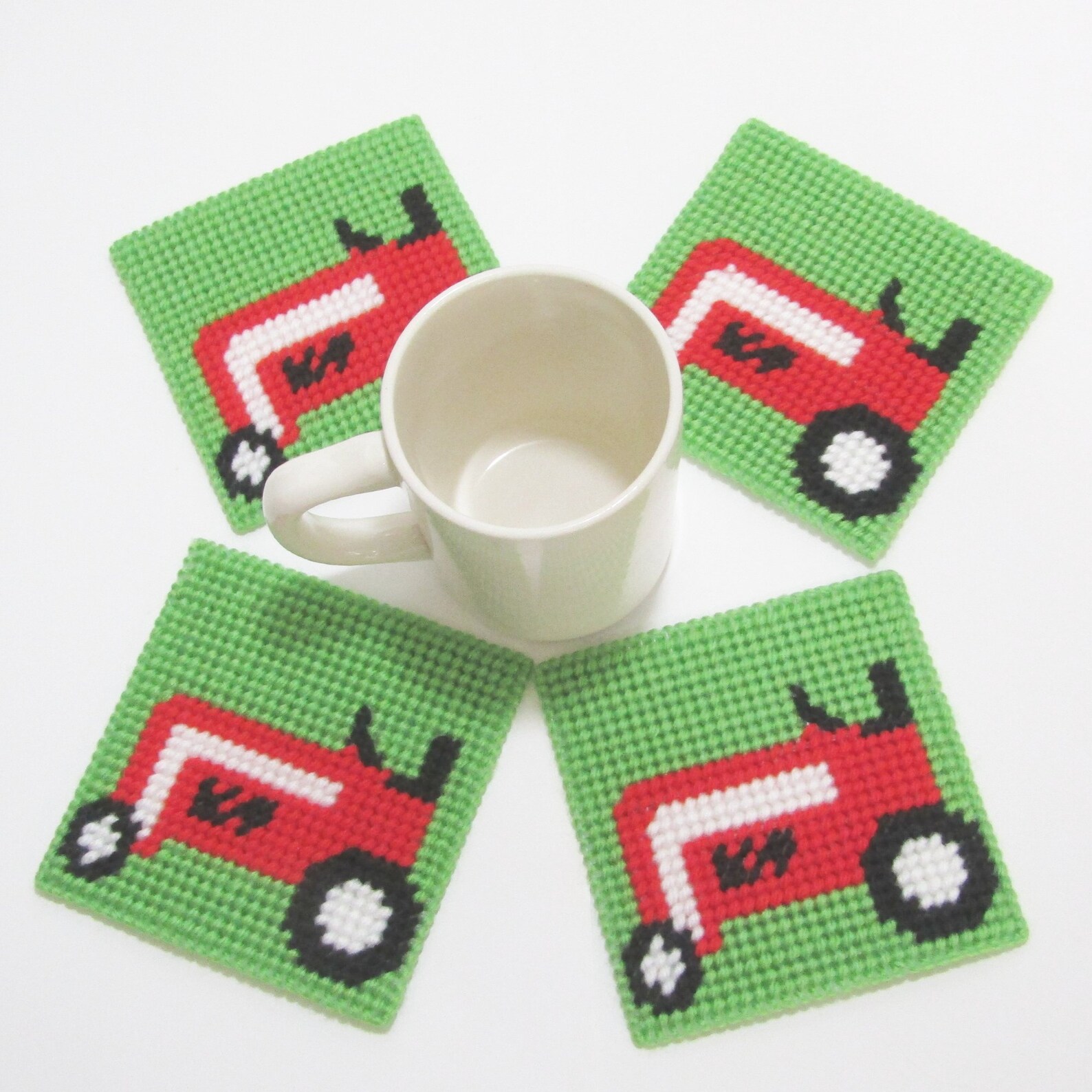 Farm Tractor Coaster Sets. Green Tractor Design or Red Tractor - Etsy