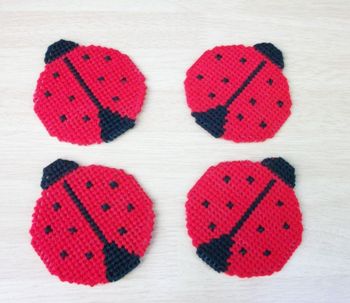 Ladybug Kitchen Set: Ladybug Coasters and Ladybug Magnets. Set - Etsy