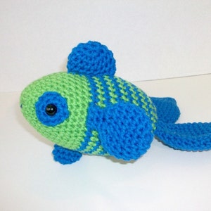 Tropical Fish Plush Toy, Blue-green Toy Stuffed Fish, Handmade ...