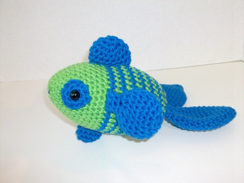 Tropical Fish Plush Toy Blue-green Toy Stuffed Fish Handmade - Etsy